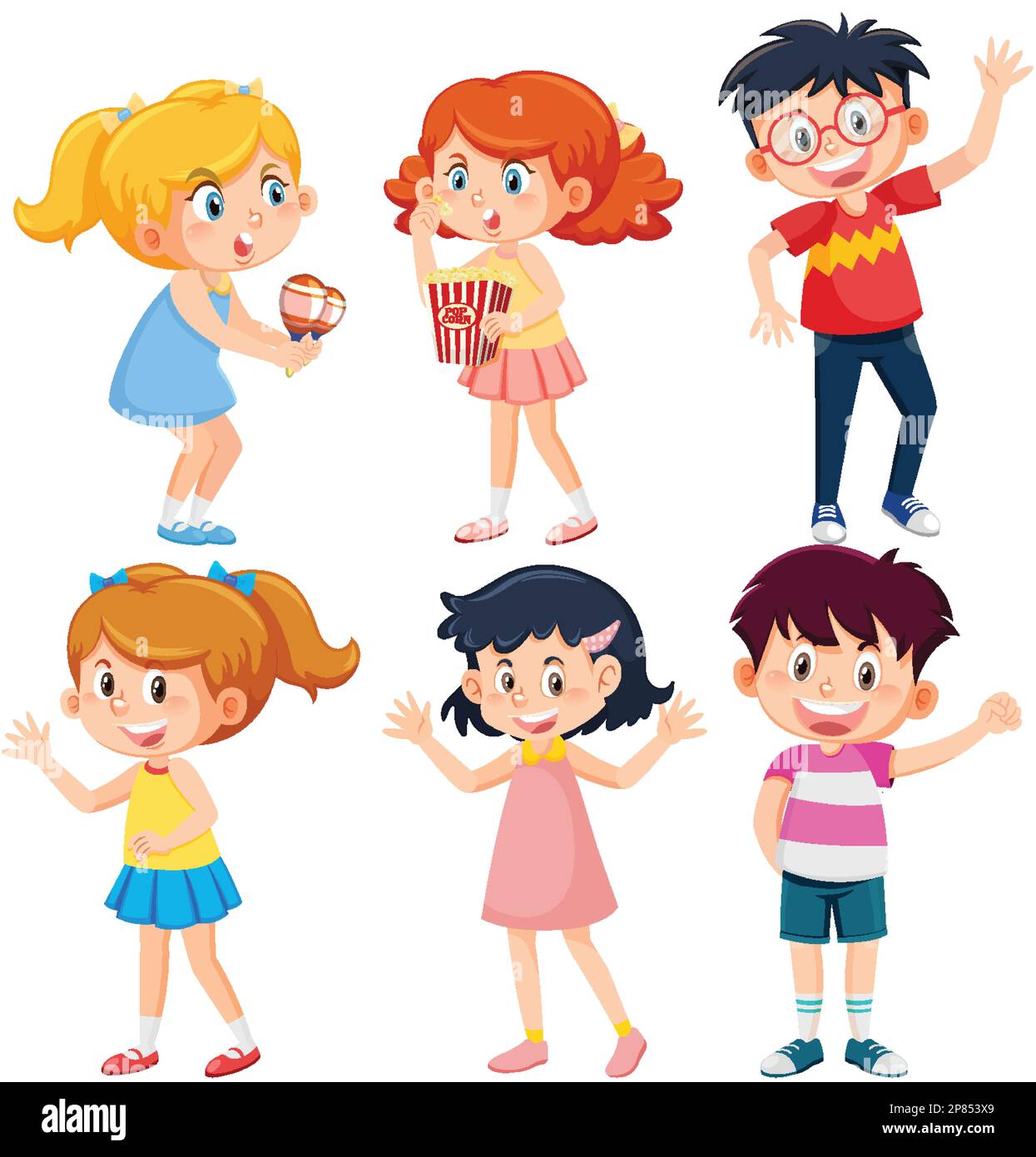Set of cute children cartoon character illustration Stock Vector Image ...