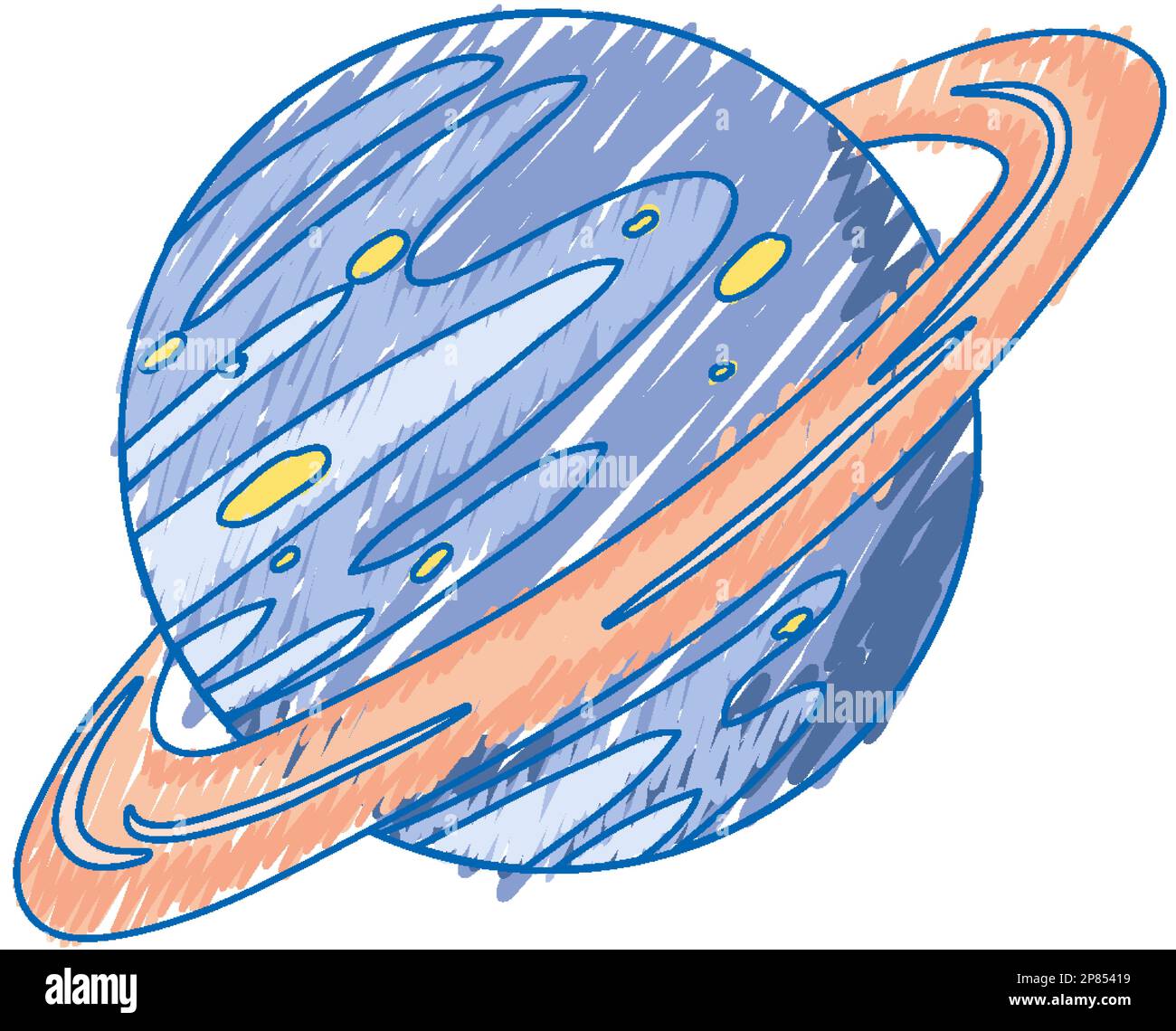 Saturn planet pencil colour child scribble style illustration Stock ...