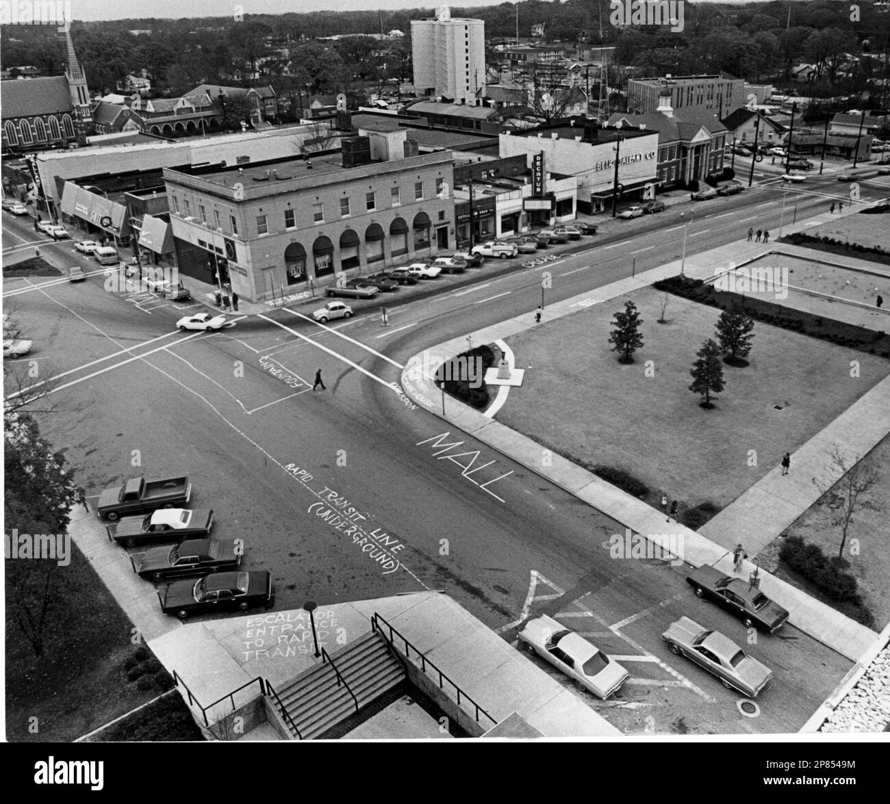 Lettering on downtown Decatur Streets indicates plans of rapid transit ...