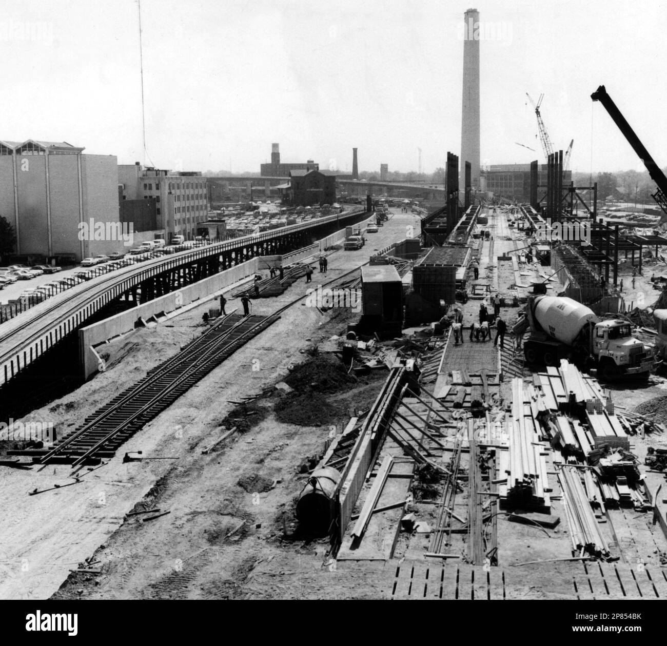 Workers are shown at the site of MARTA's Georgia State rapid rail ...