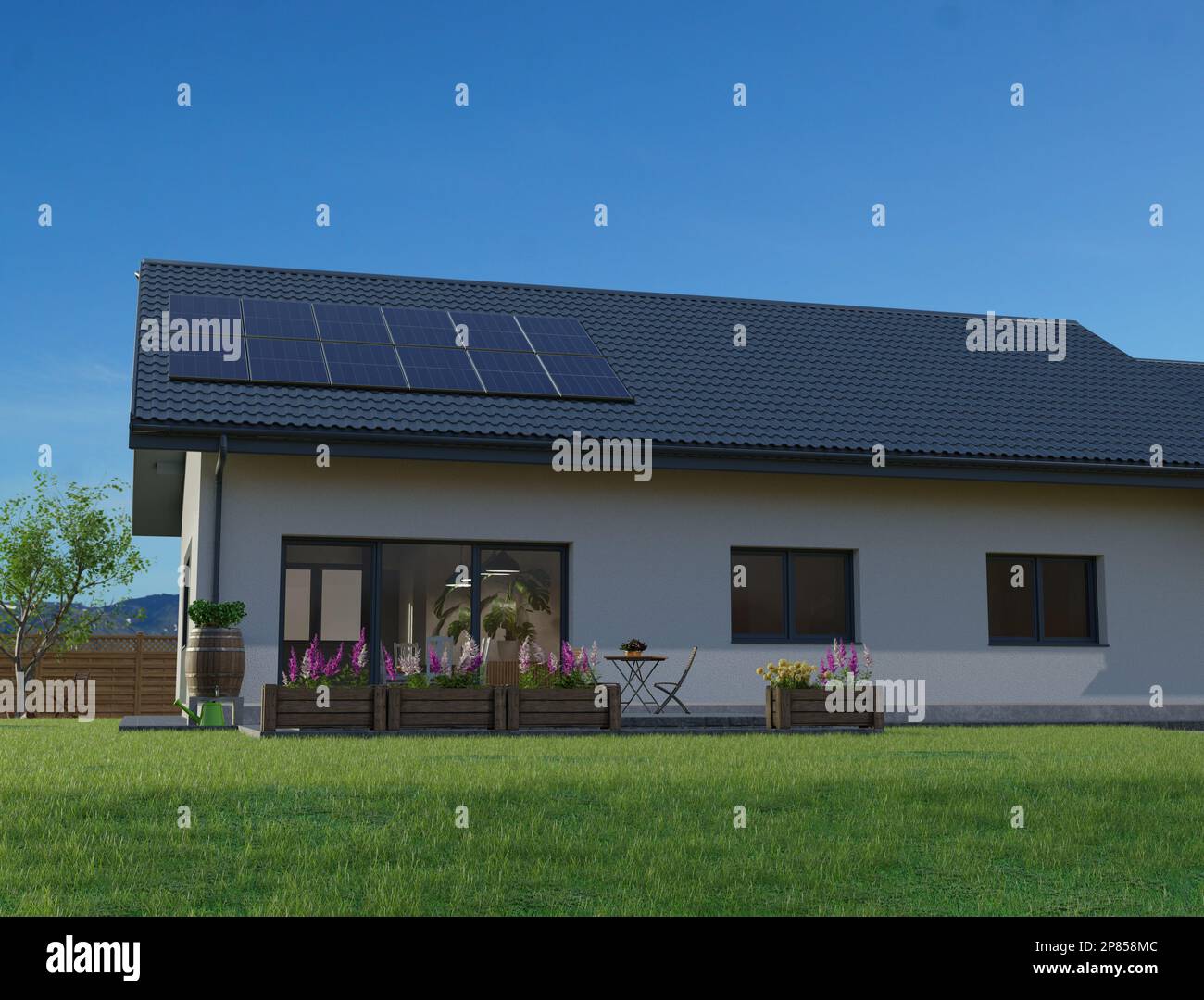 Energy-efficient single-family house with a photovoltaic system on the ...
