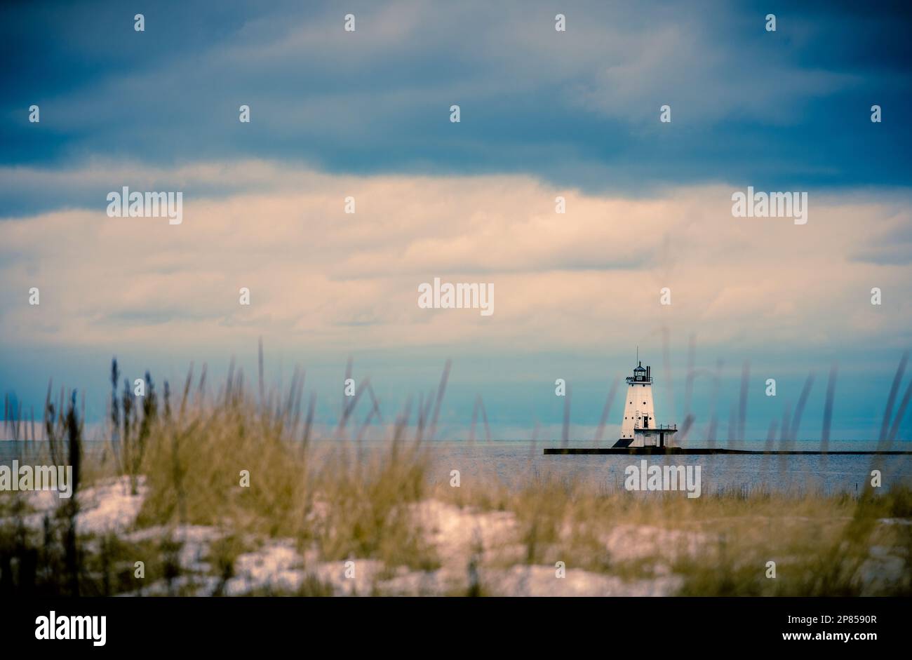 View of the north break wall lighthouse channel marker as seen from ...