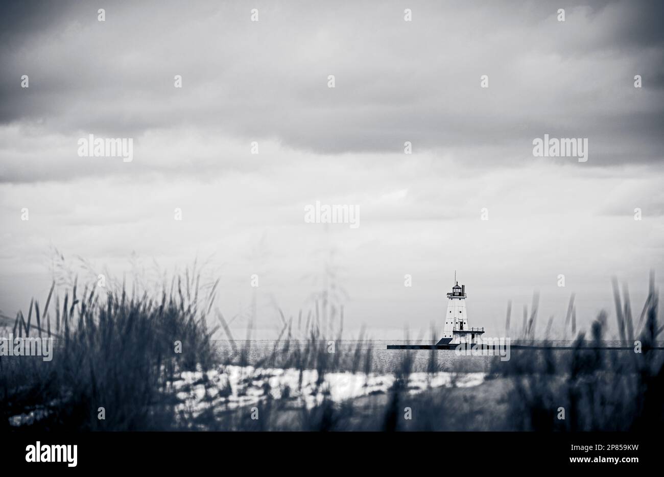 View of the north break wall lighthouse channel marker as seen from ...