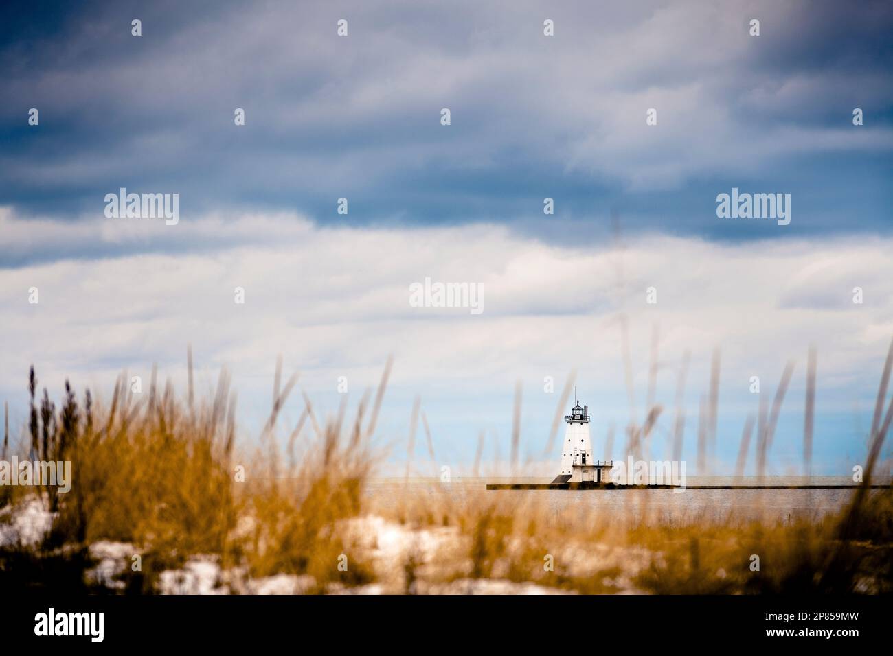 View of the north break wall lighthouse channel marker as seen from ...