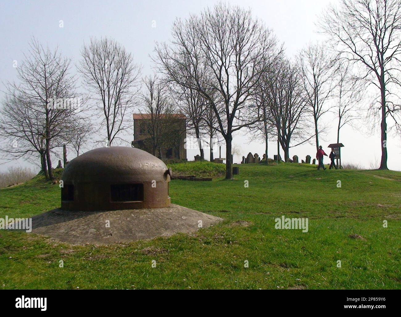In this April 5, 2009 photo, a couple walks along an armored turret at ...