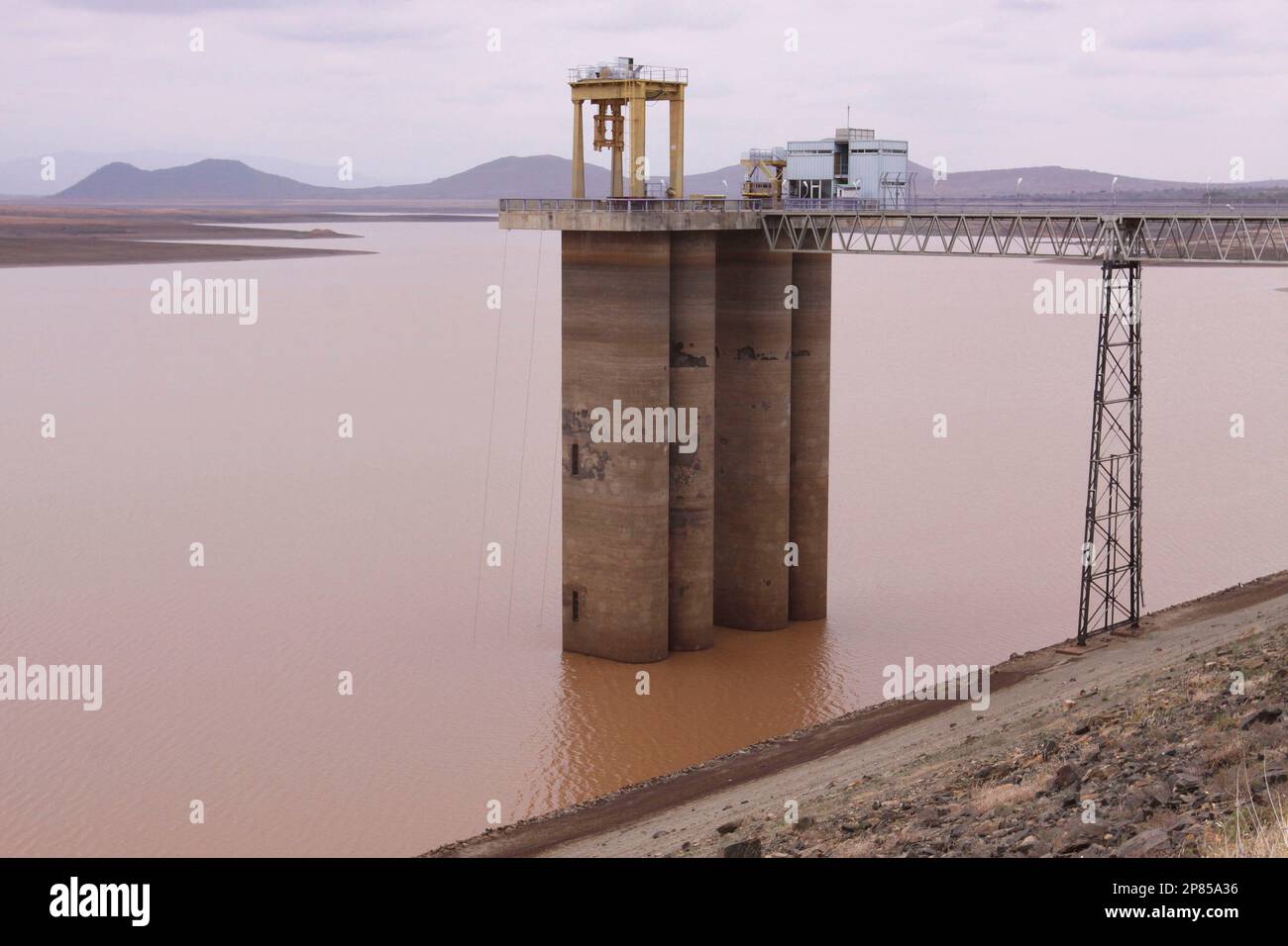 In this photo taken Friday, Aug. 21, 2009, low water levels seen, at ...