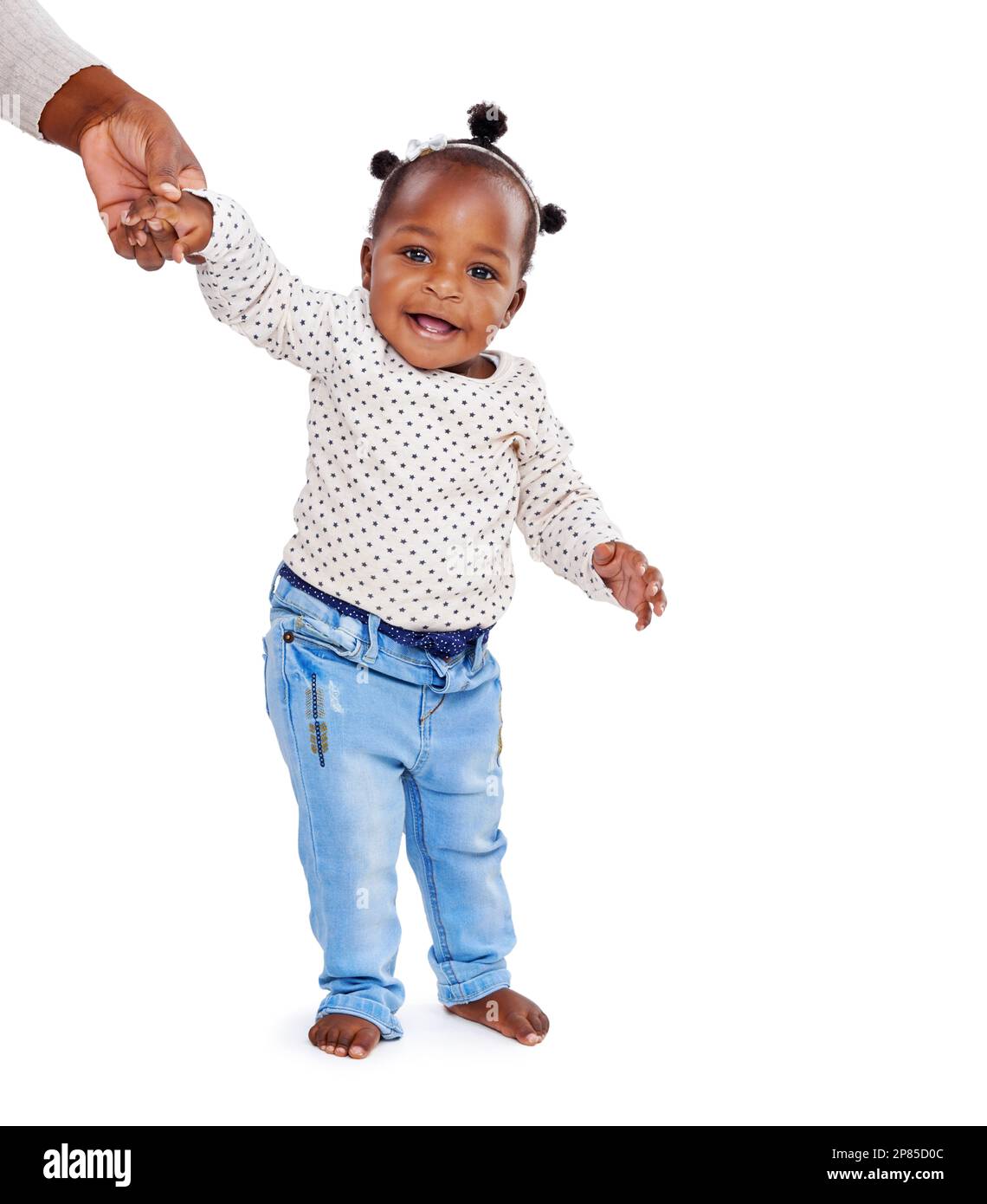 The first steps a baby takes is in to your heart. Studio shot of an ...