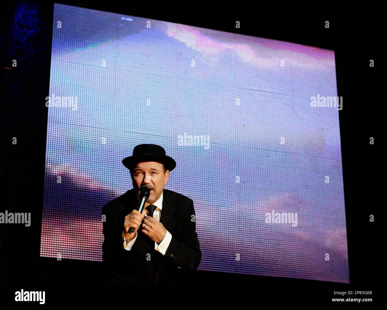 Salsa music star Ruben Blades sings during the kick off of his tour ...