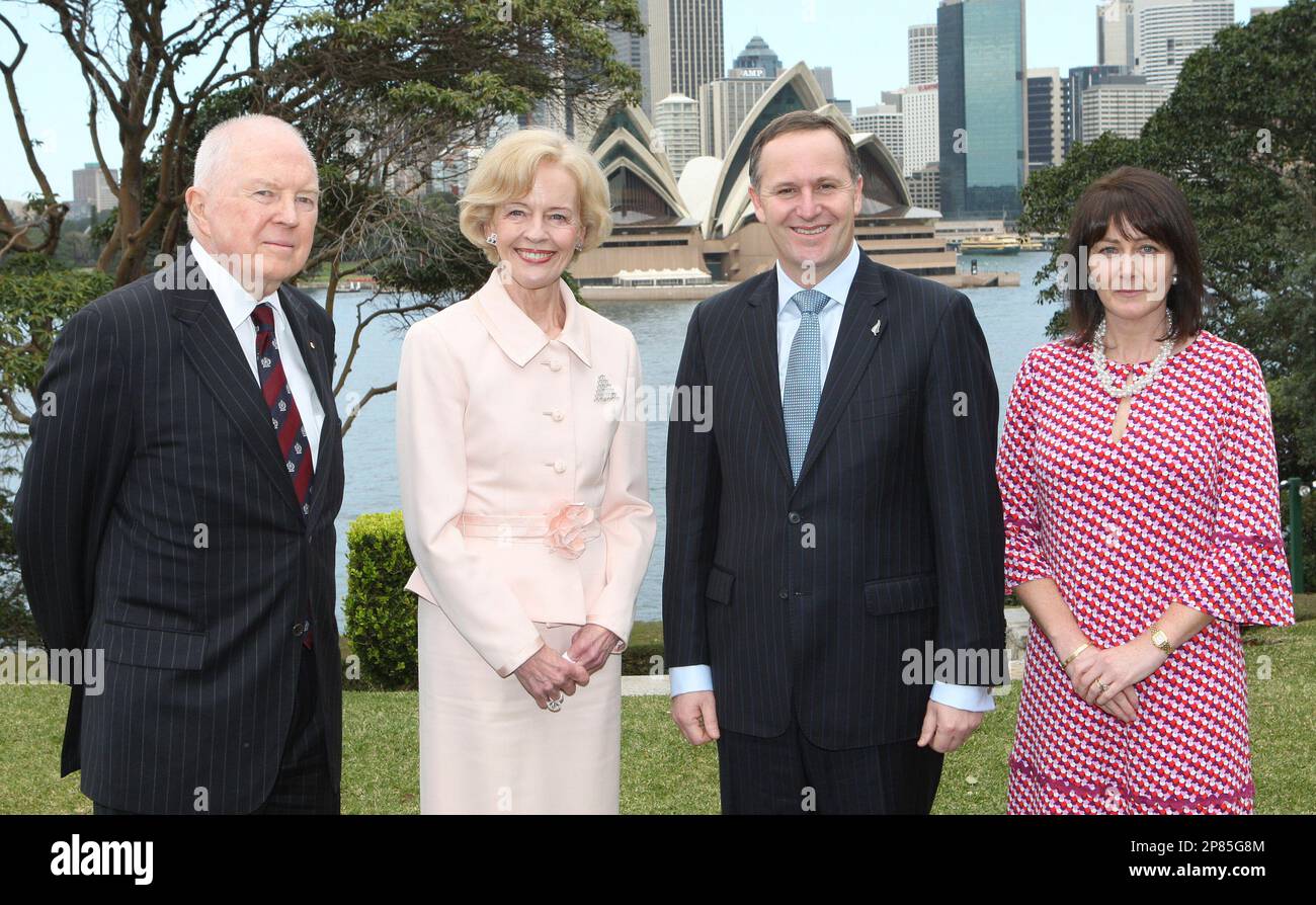 Prime Minister of New Zealand John Key, second from right, and his wife ...
