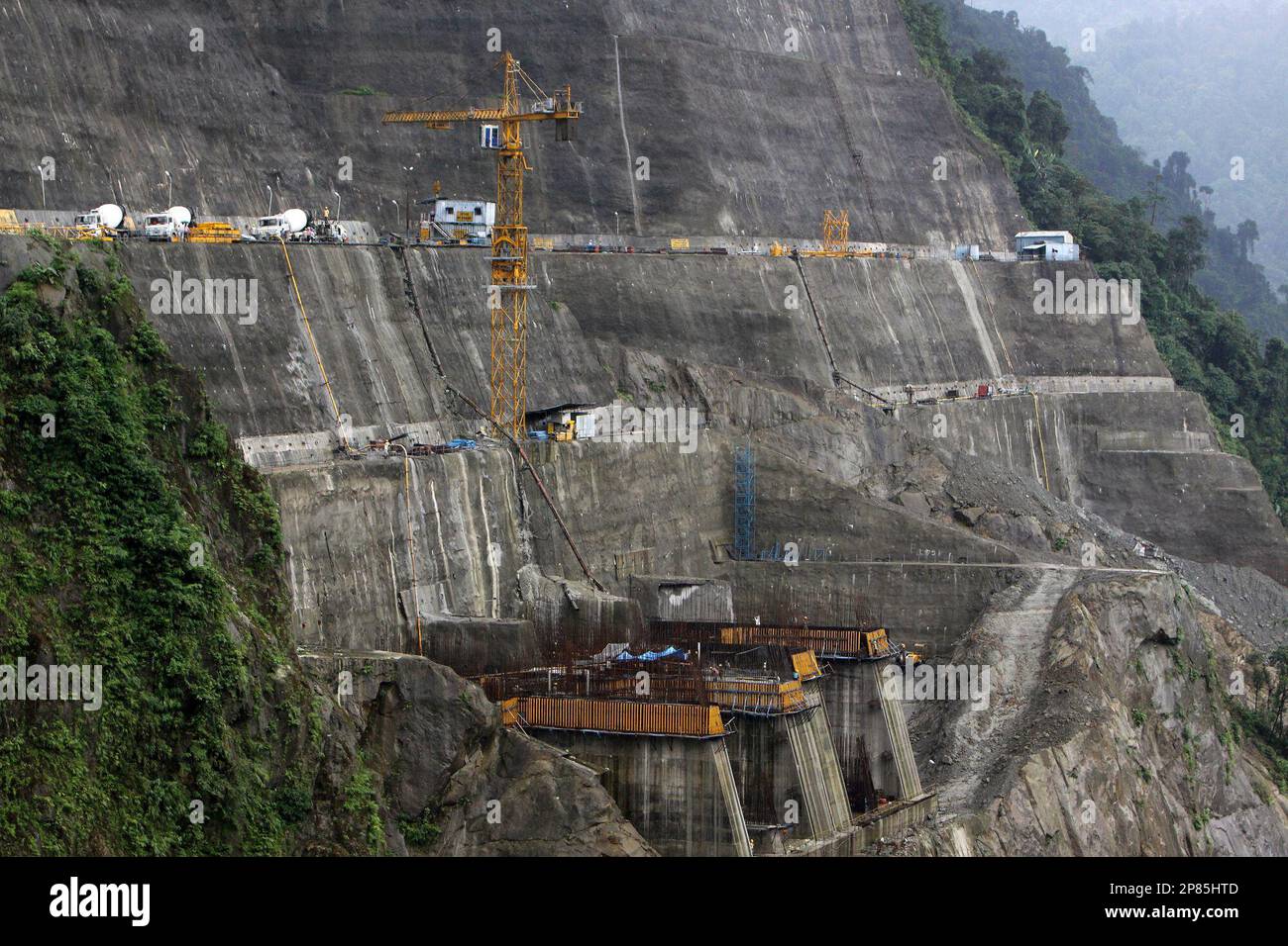 A view of the under-construction dam tunnels at the site of National ...