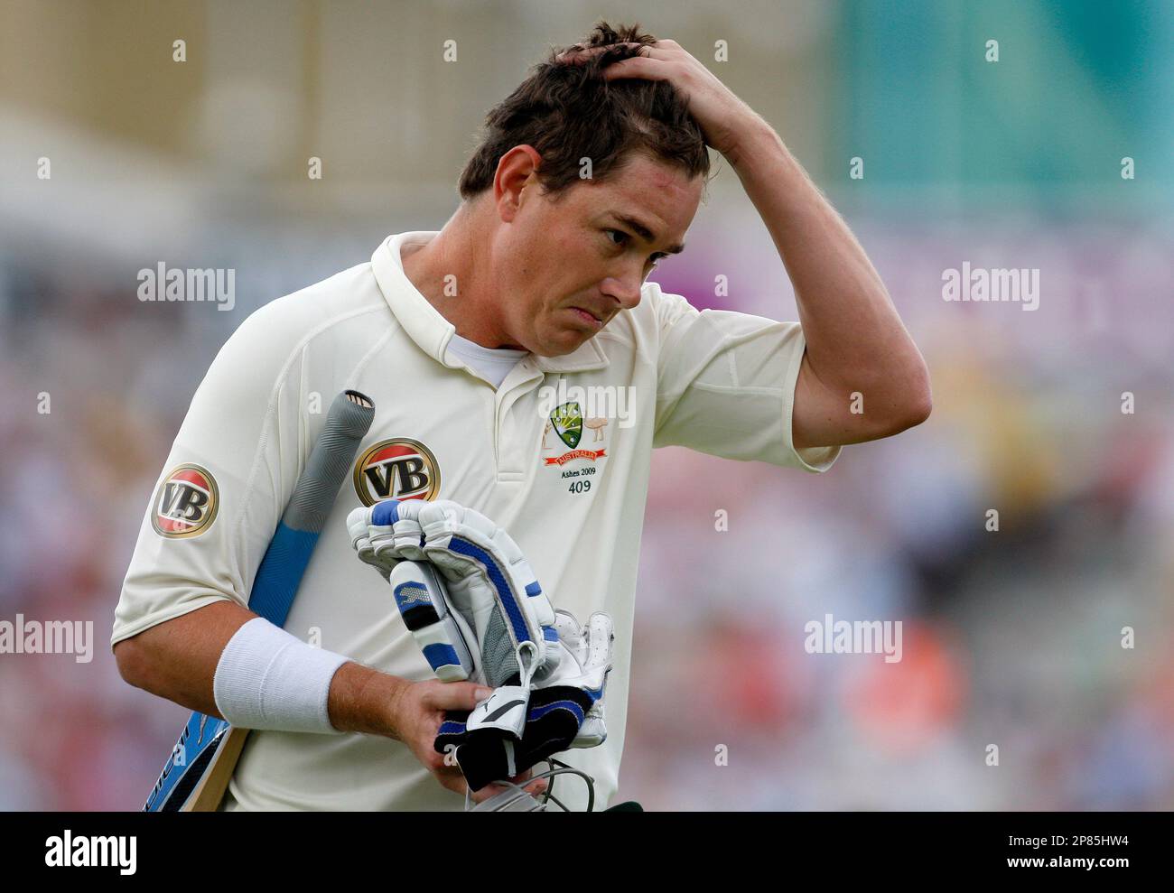 Australia's Marcus North leaves the field after being bowled LBW by ...