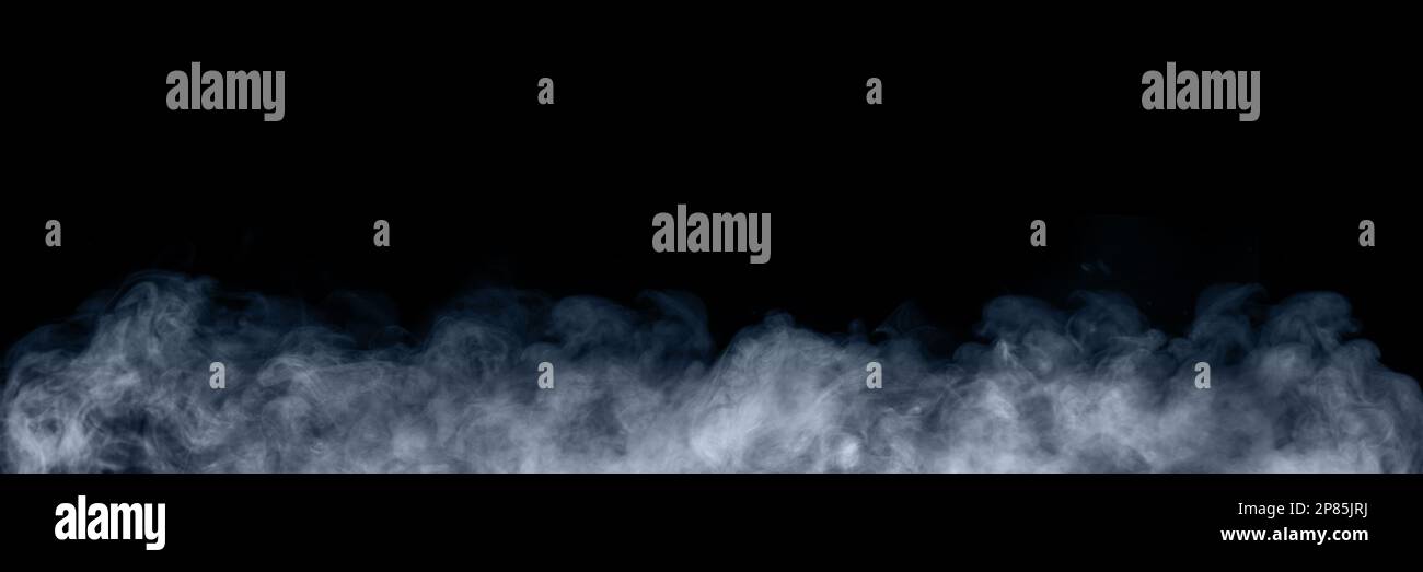 Panorama of steam, smoke, gas isolated on a black background. graphic ...