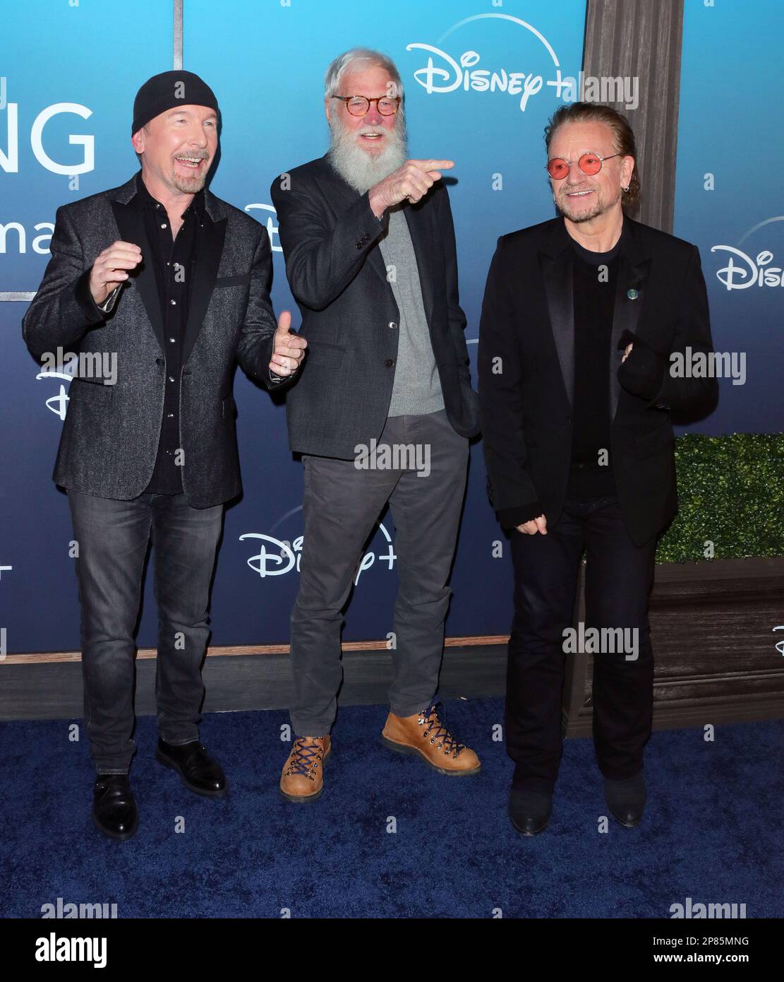 Los Angeles, USA. 08th Mar, 2023. The Edge, Dave Letterman, Bono ...