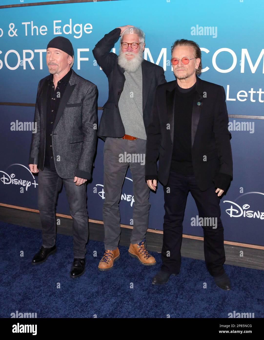Los Angeles, USA. 08th Mar, 2023. The Edge, Dave Letterman, Bono ...