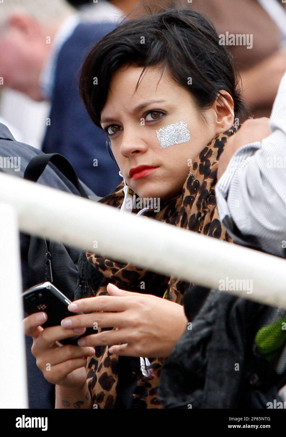 British pop singer Lily Allen is seen in the crowd on the first day of ...