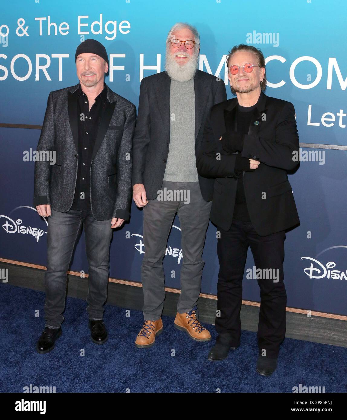 Los Angeles, USA. 08th Mar, 2023. The Edge, Dave Letterman, Bono ...