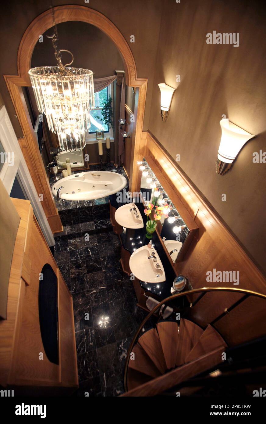 This photo taken July 10, 2009 shows a spiral staircase leading to a ...