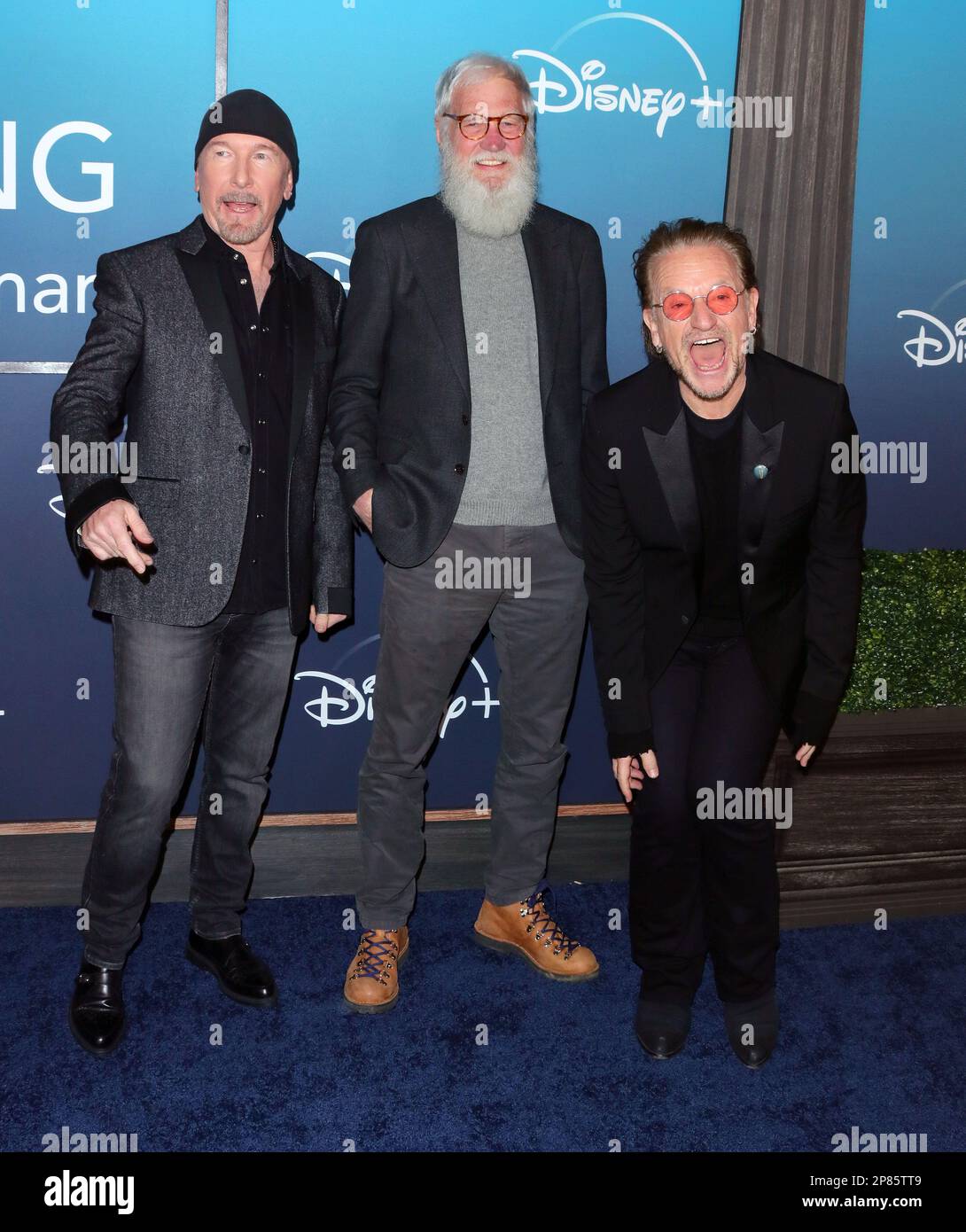 Los Angeles, USA. 08th Mar, 2023. The Edge, Dave Letterman, Bono ...