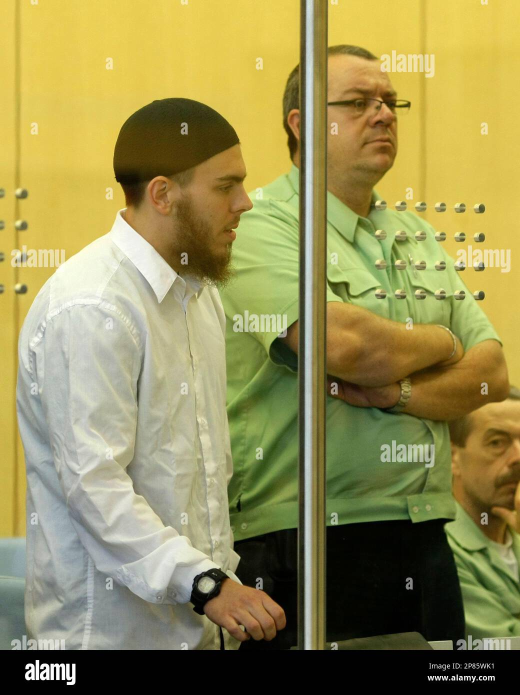 Defendant Daniel Schneider is seen at a courtroom in Duesseldorf ...
