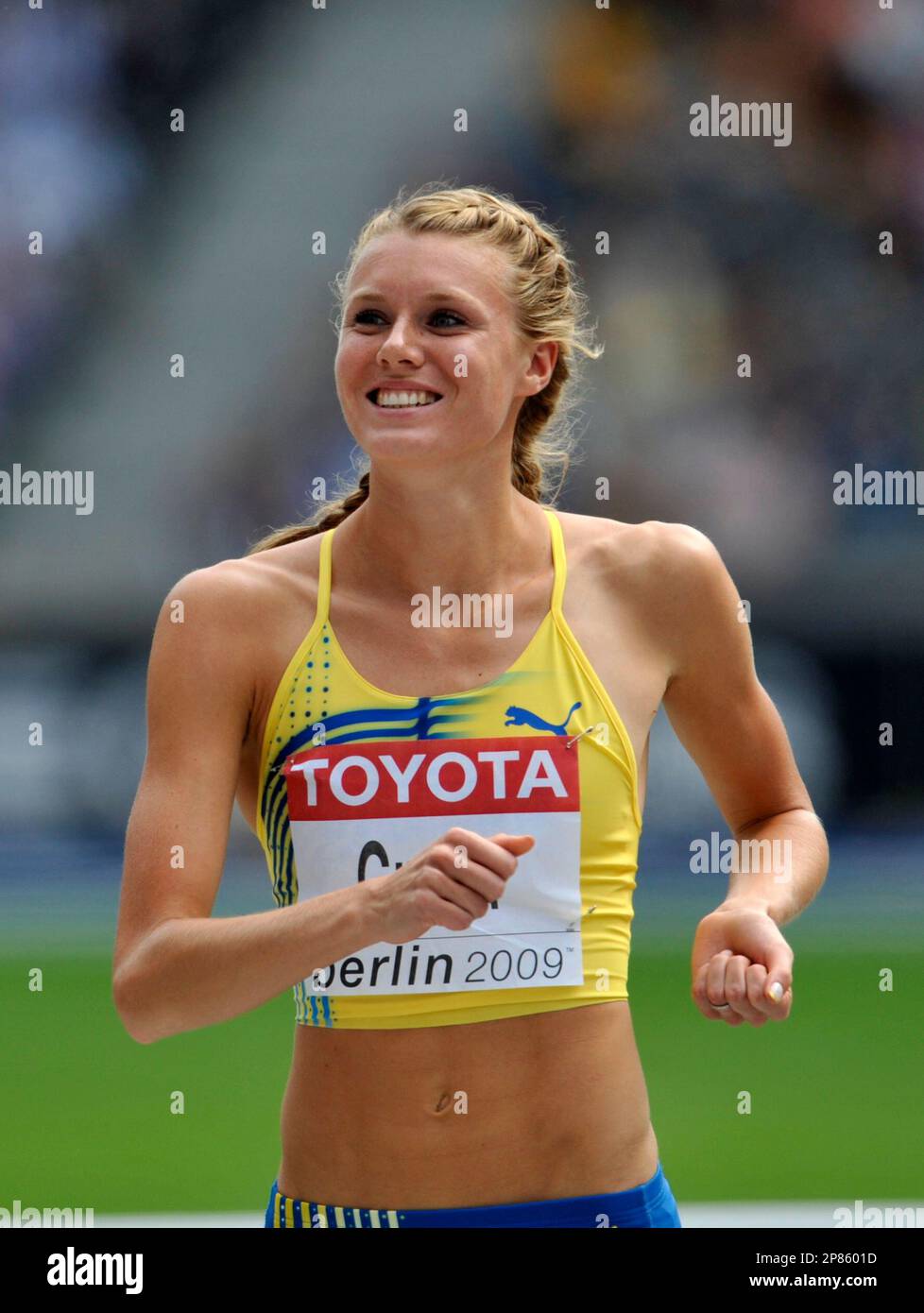 Sweden's Emma Green reacts after the Women's High Jump qualification ...