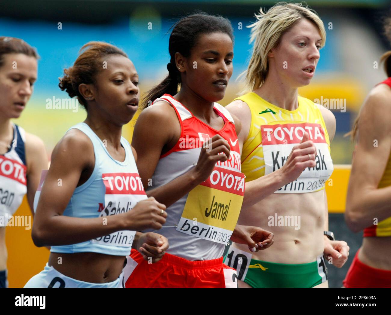 Bahrain's Maryam Yusuf Jamal, center, competes in a Women's 1500m first ...
