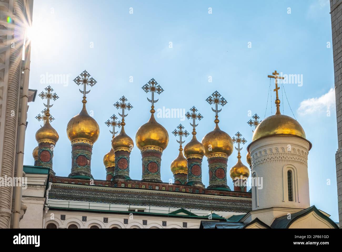 Golden domes of Upper Saviour Cathedral and Terem Churches at the Grand ...