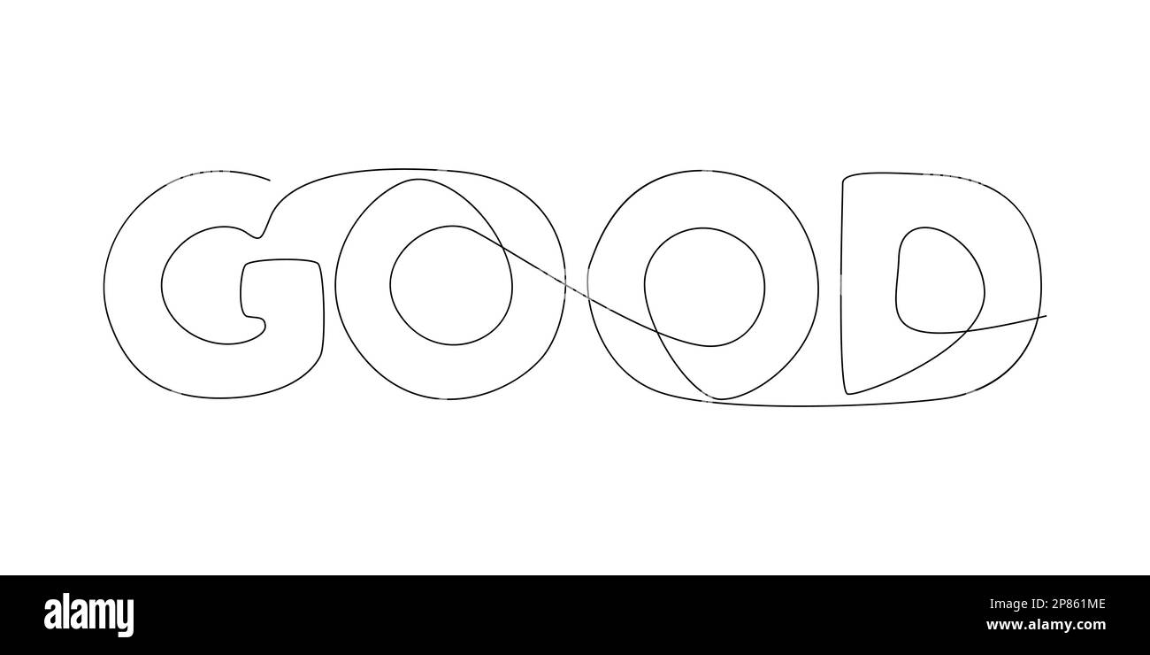 One Continuous Line Of Good Word Thin Line Illustration Vector Concept