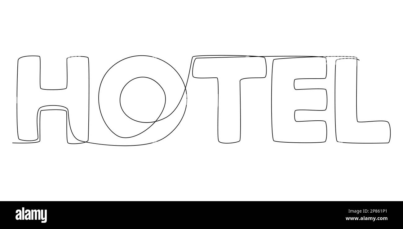 One continuous line of Hotel word. Thin Line Illustration vector ...