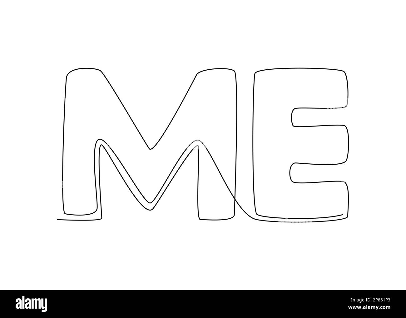 One Continuous Line Of Me Word Thin Line Illustration Vector Concept