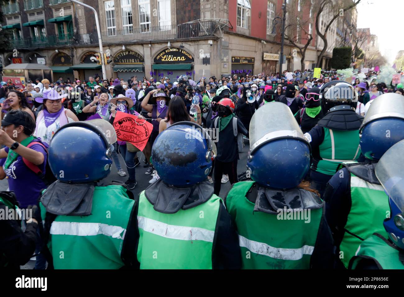 Non Exclusive: March 8, 2023, Mexico City, Mexico: Policewomen protect ...