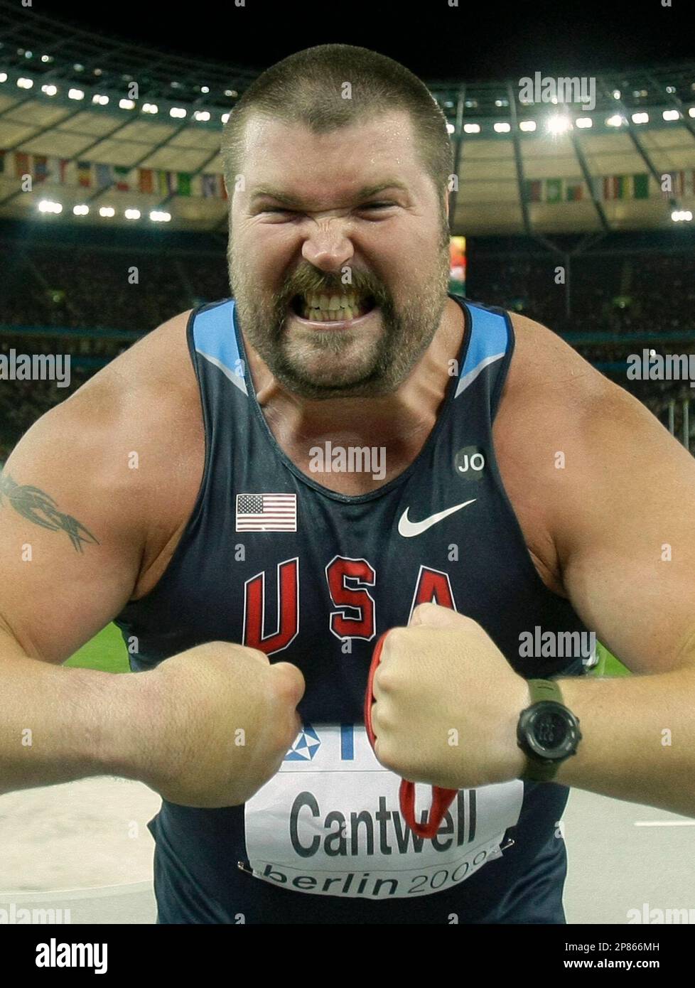 Christian Cantwell of the United States celebrates after winning the ...