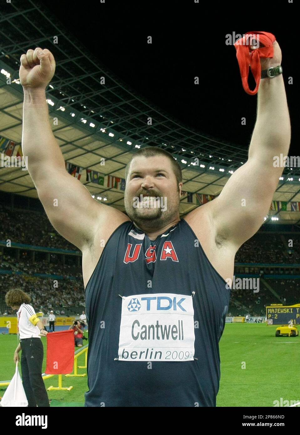 Christian Cantwell of the United States celebrates after winning the ...