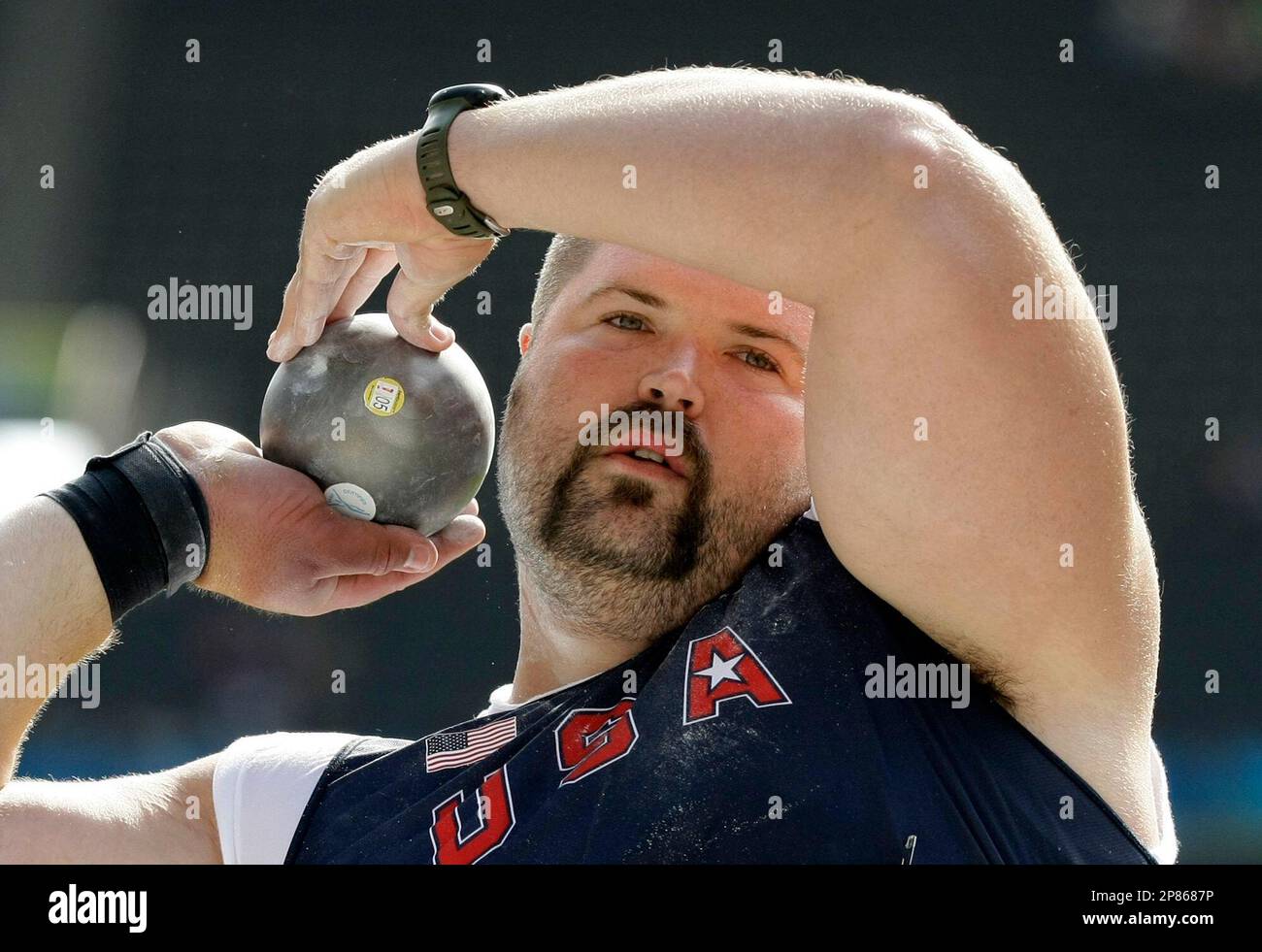 Christian Cantwell of the United States competes in Men's Shot Put ...