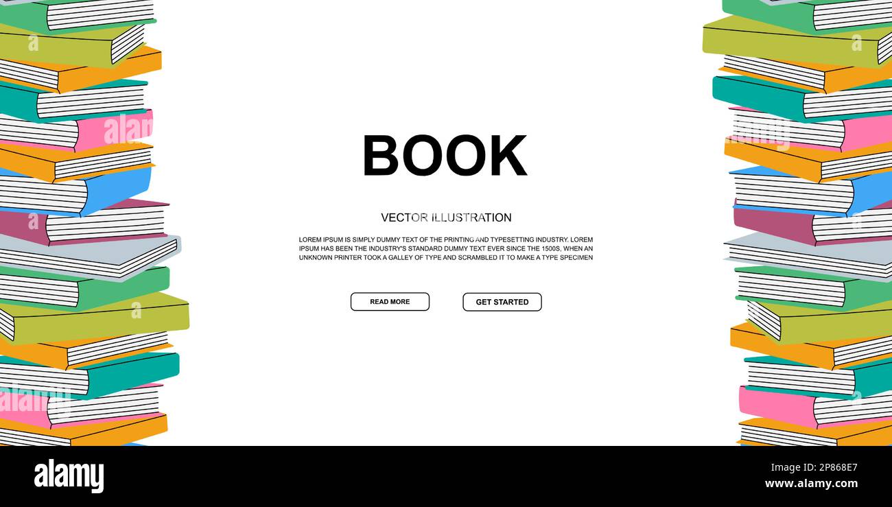 Books outline banner. Closed and open books background. Bookstore ...