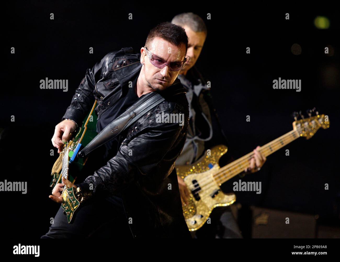 Bono, lead singer of rock band U2 performs during their 360 degree Tour ...