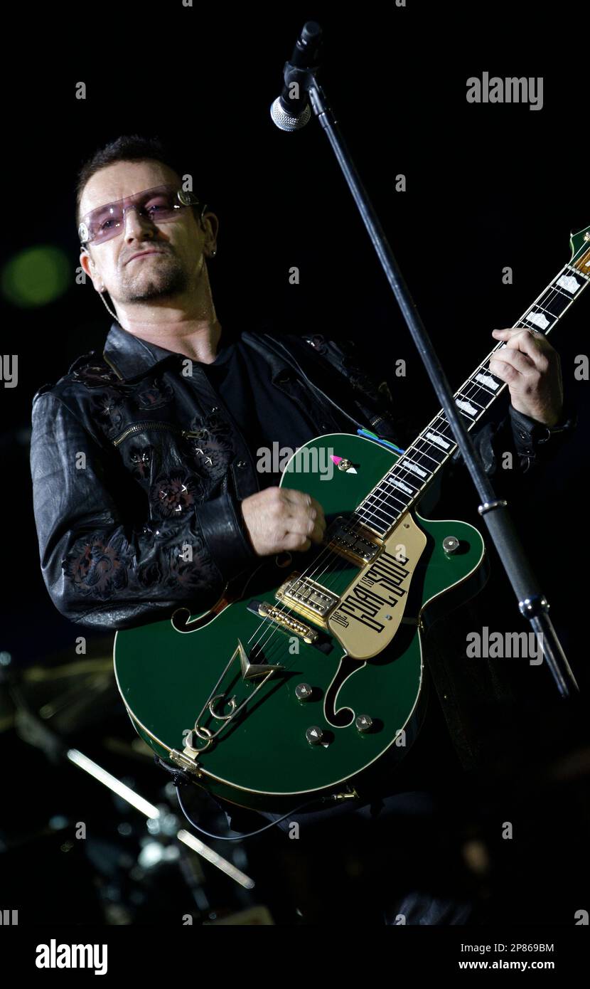 Bono, lead singer of rock band U2 performs during their 360 degree Tour ...