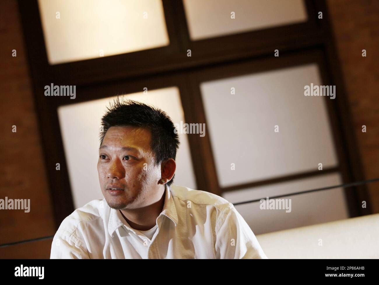 Hong Kong director Soi Cheang speaks during an interview in Hong Kong ...