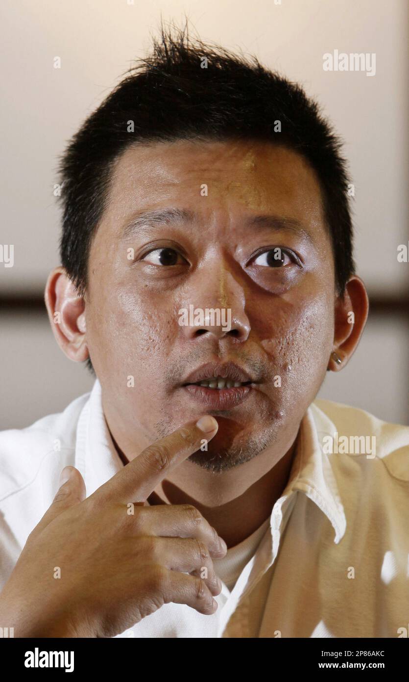 Hong Kong director Soi Cheang speaks during an interview in Hong Kong ...