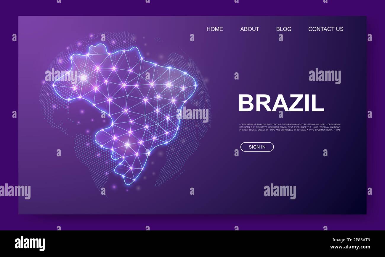 Brazil 3d low poly website template. Brazil map design illustration ...