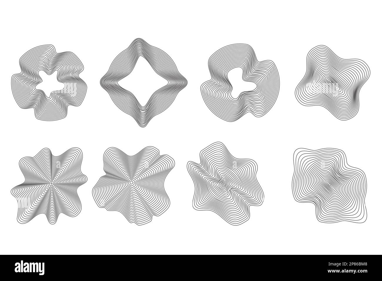 Organic tree rings pattern. Wooden topography circles. Abstract concentric lines. Rippled wavy ...