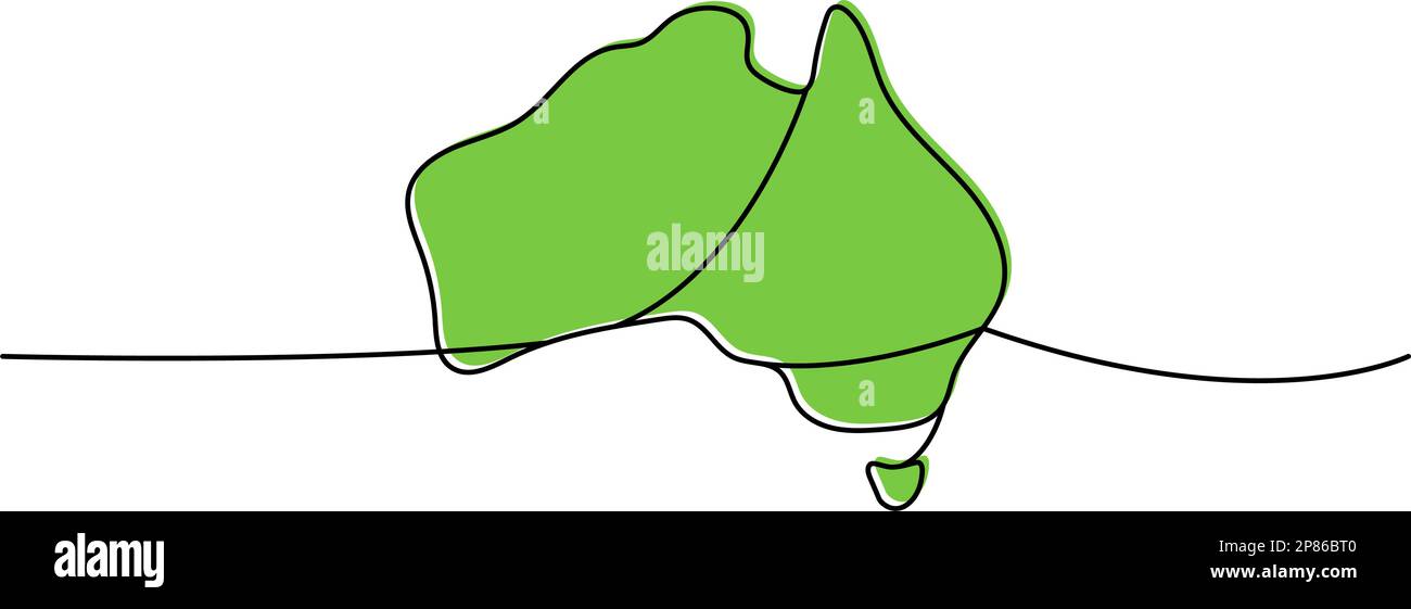 Australia silhouette colored one line continuous drawing. Australia ...