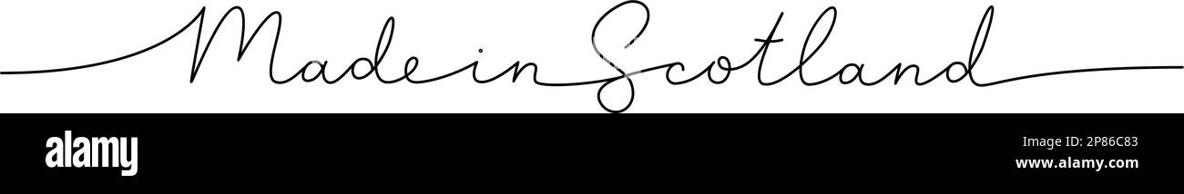 Made in Scotland - word with continuous one line. Minimalist drawing of ...