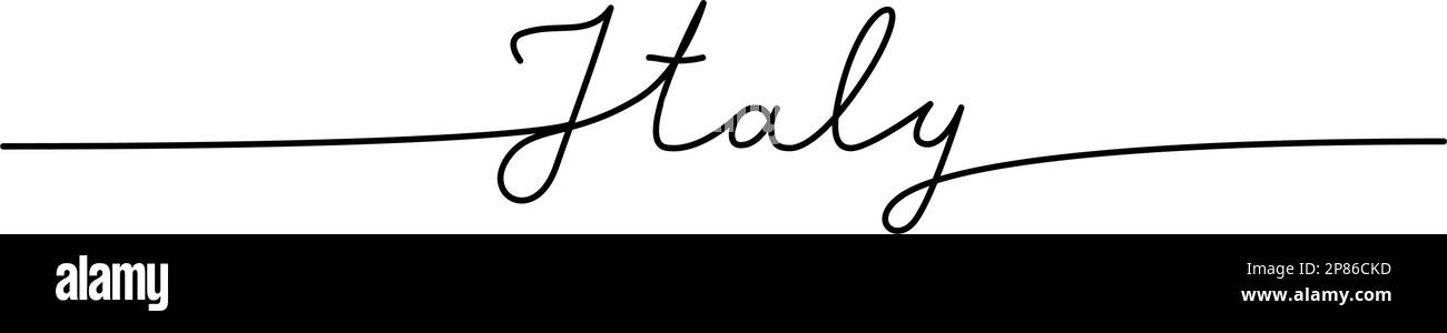 Italy - word with continuous one line. Minimalist drawing of phrase ...