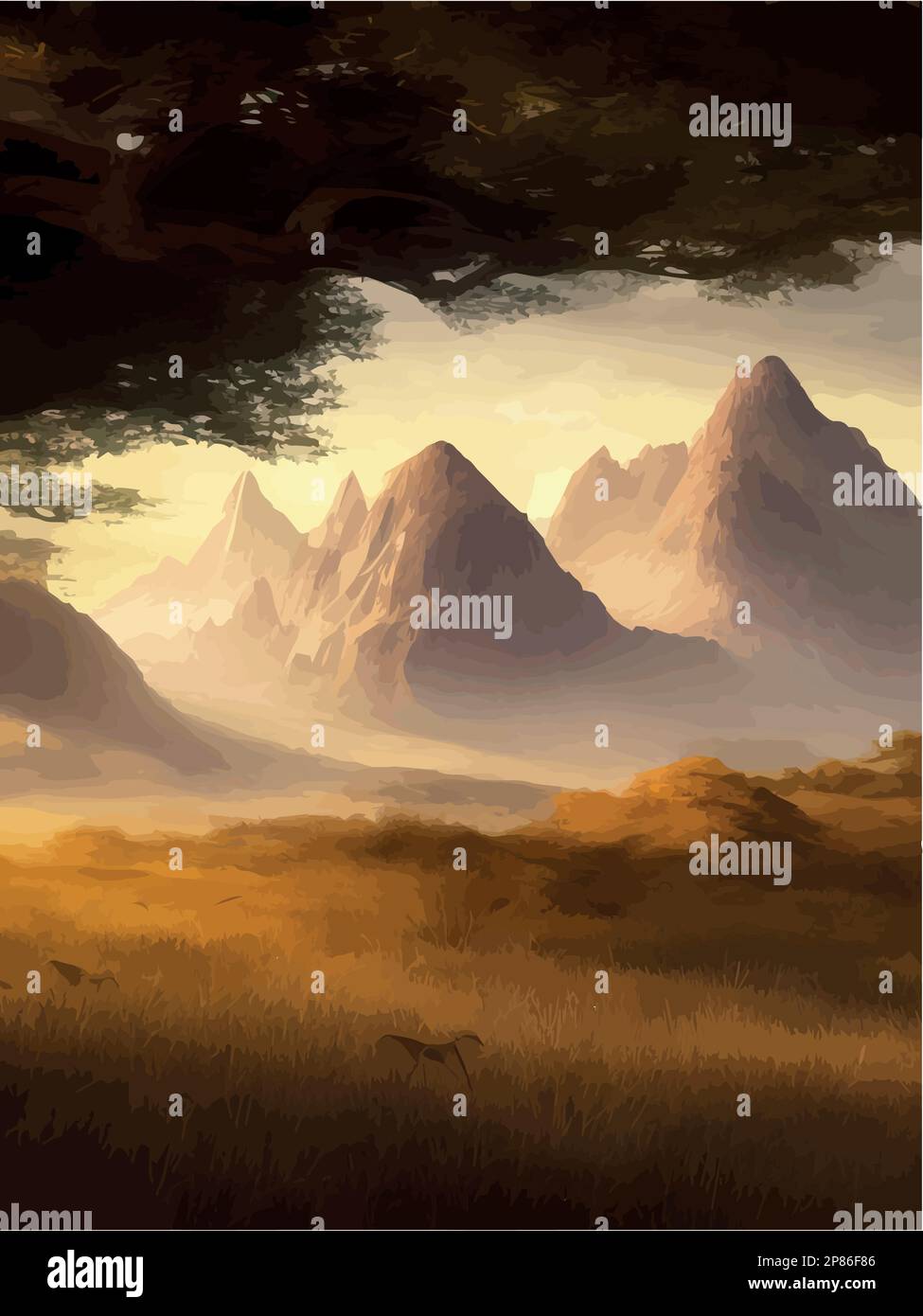 Savanna grassland vegetation Stock Vector Images - Alamy