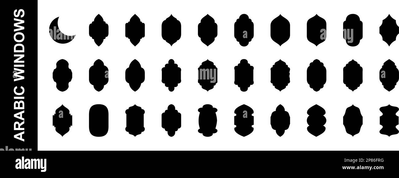 Vintage arabic windows frames. Traditional islamic design illustration ...