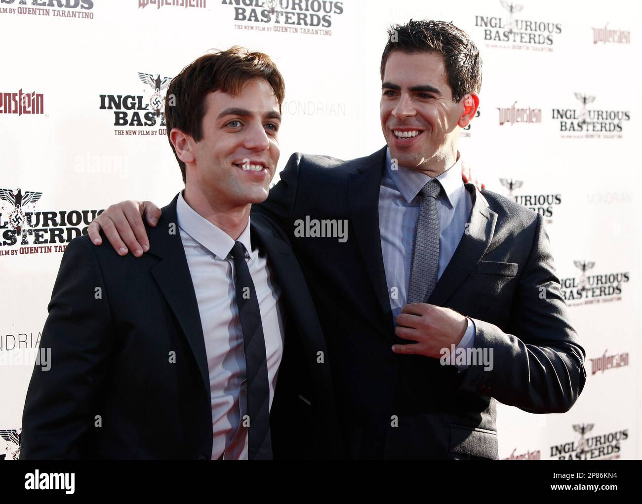 Cast members Eli Roth, right, and B.J. Novak pose together at the ...