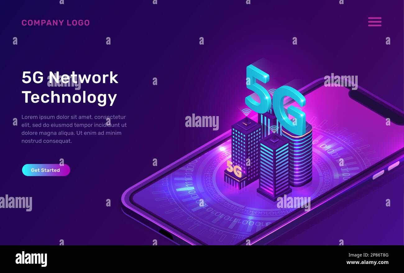 5G network technology, isometric concept vector illustration. Smart ...