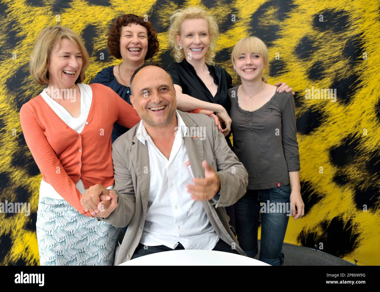 Swiss director Christoph Schaub, front, and German actresses Corinna ...