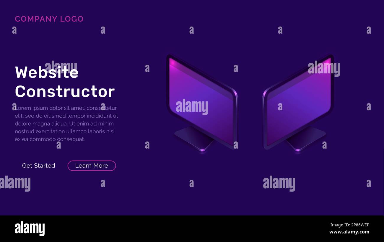 Website constructor isometric concept vector illustration. Software landing page template for ...