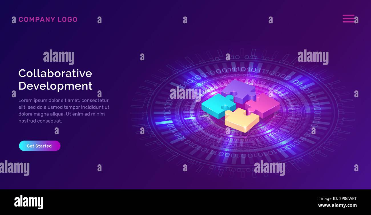 Collaborative development, isometric business concept vector. Color ...